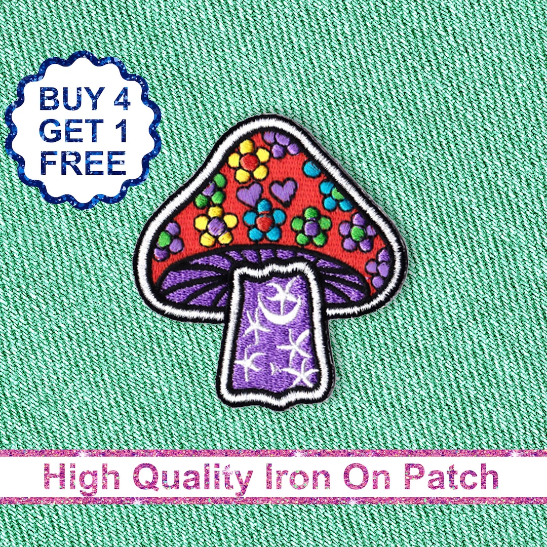 Patch champignon spatial Patchs hippies psychédéliques fer sur patch ...