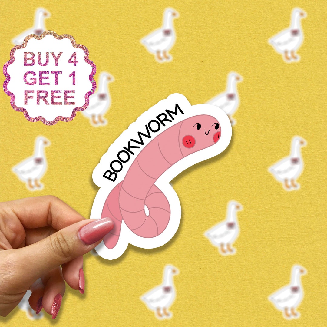 Bookworm Sticker, Book Stickers, E-reader Stickers, Funny Book Nerd ...