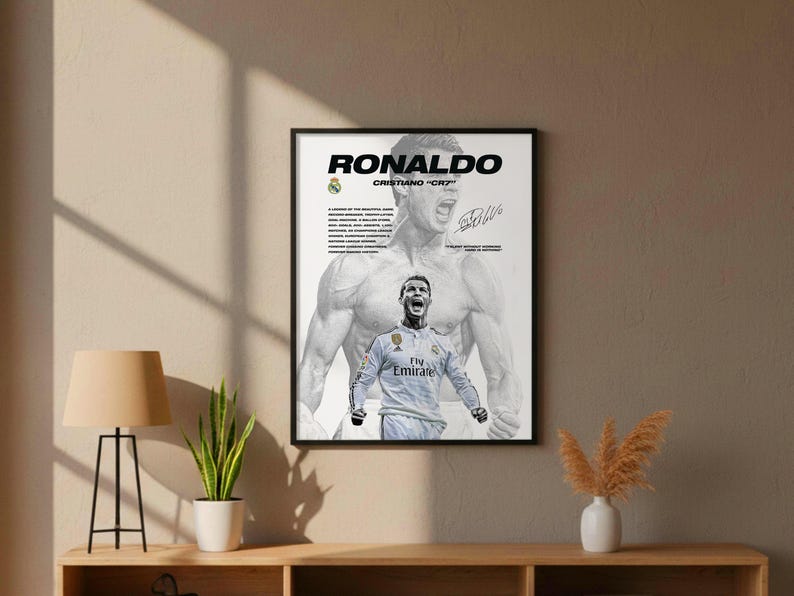 Cristiano Ronaldo Poster - CR7 - Soccer Wall Art - Real Madrid Fan Gift ...