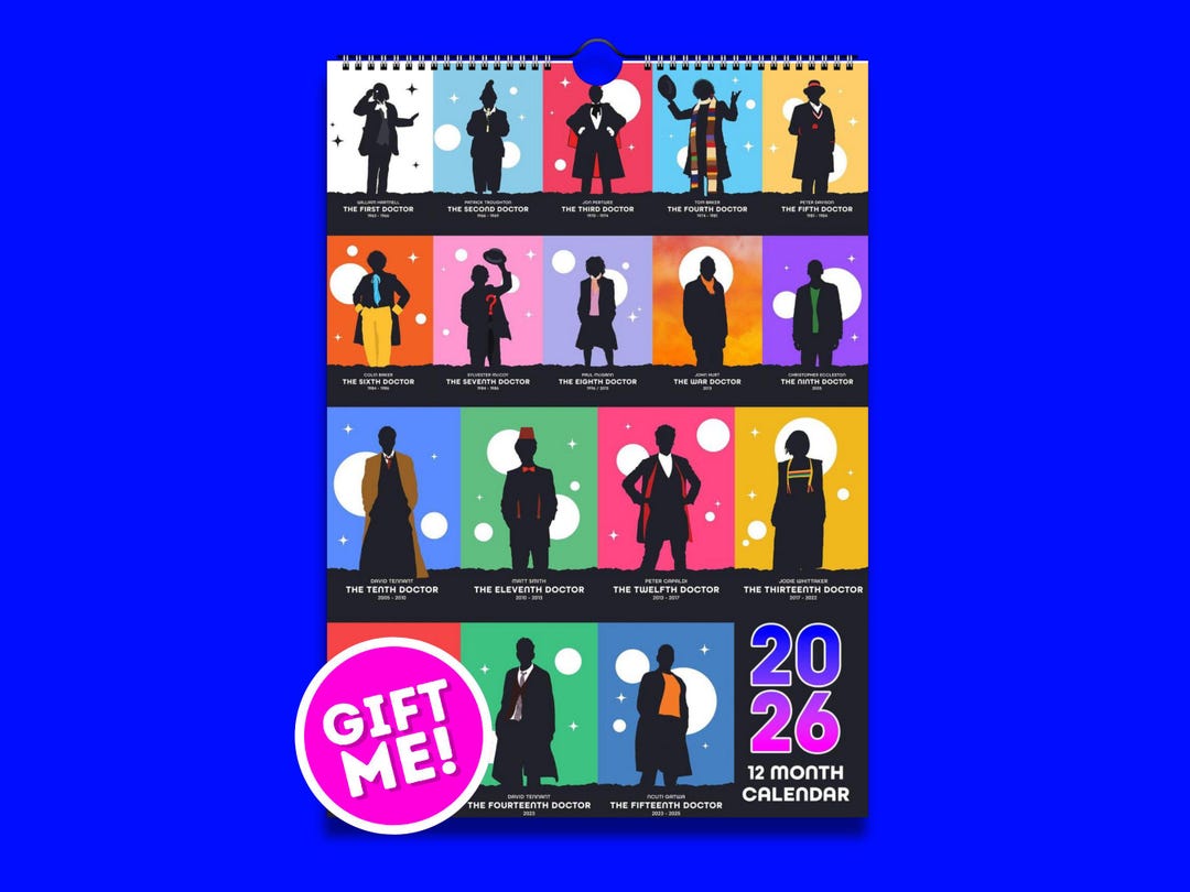 Doctor Who US Wall Calendar 2026 - All 17 Doctors | Unique Christmas ...