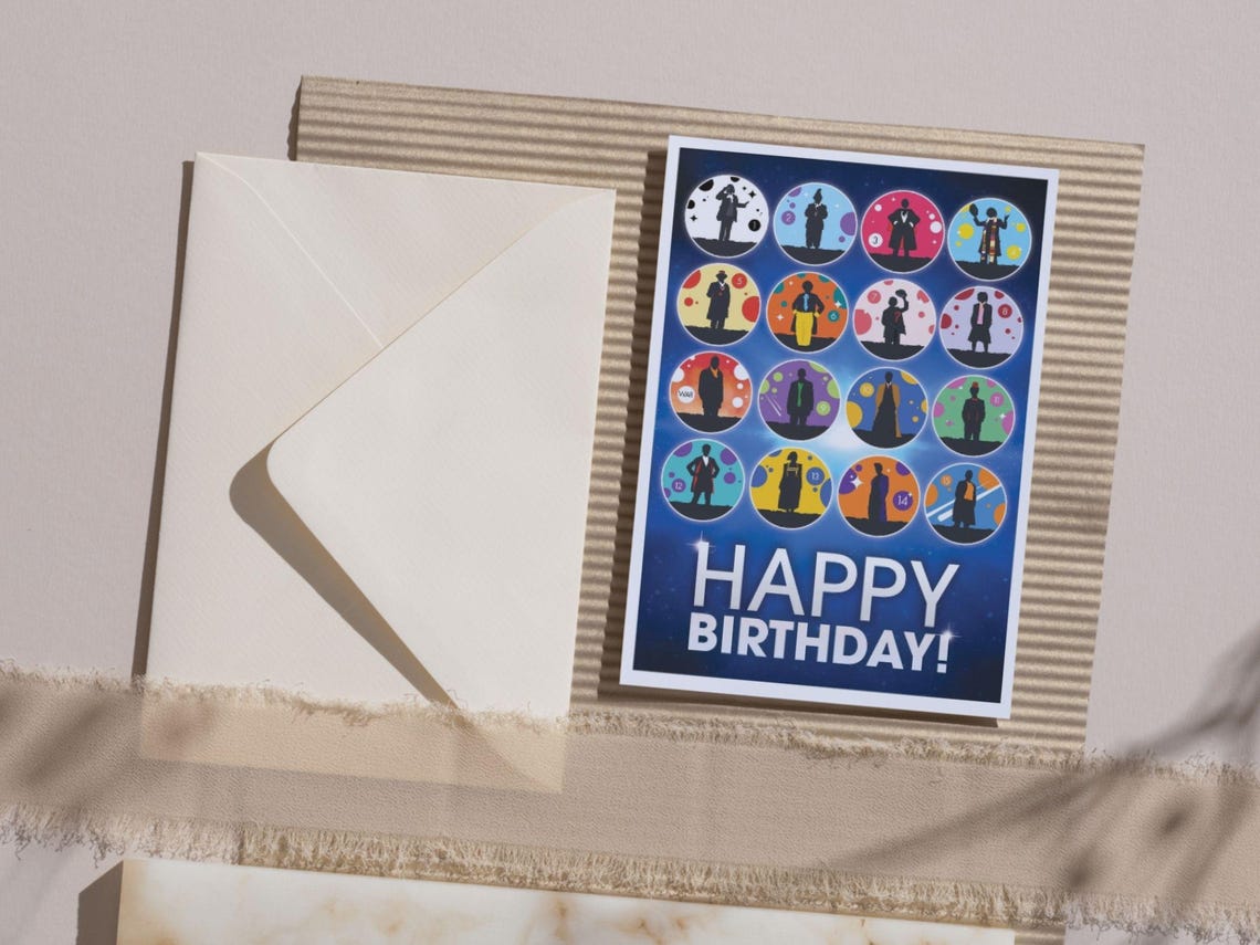 Doctor Who Birthday Card – Every Doctor Design, A5 Sci-fi Greeting for ...