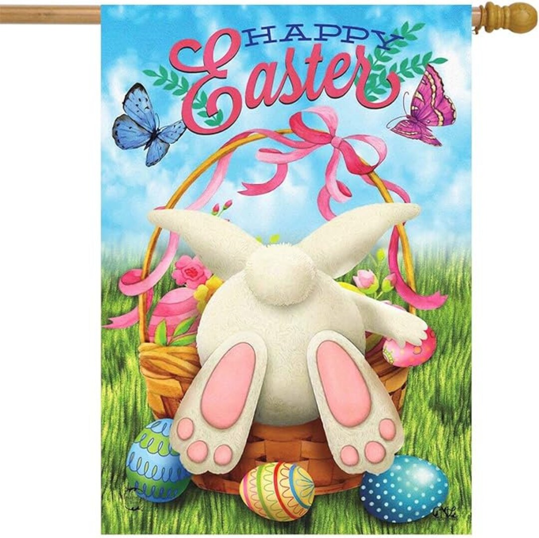 Happy Easter Day Garden Flag, Easter Egg Hunt Flag Double Sided Flag ...