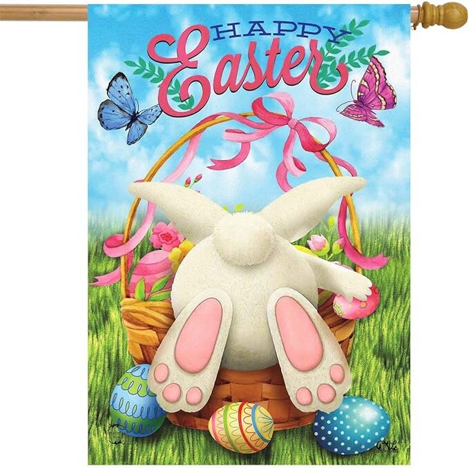 Happy Easter Day Garden Flag, Easter Egg Hunt Flag Double Sided Flag ...