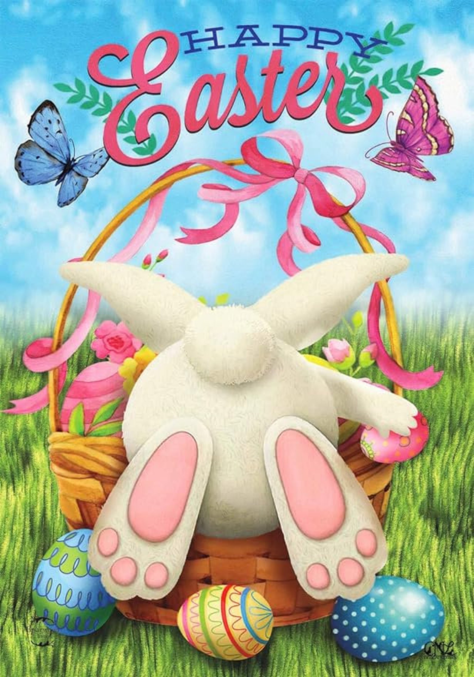 Happy Easter Day Garden Flag, Easter Egg Hunt Flag Double Sided Flag ...