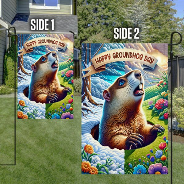 Happy Groundhog Day Garden Flag, Groundhog Day Double Sided Flags sold ...