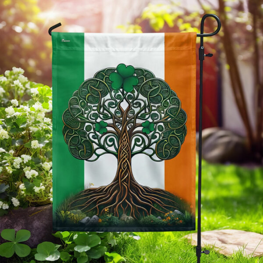 Saint Patricks Day Garden Flag, Celtic Tree of Life Irish Double Sided ...