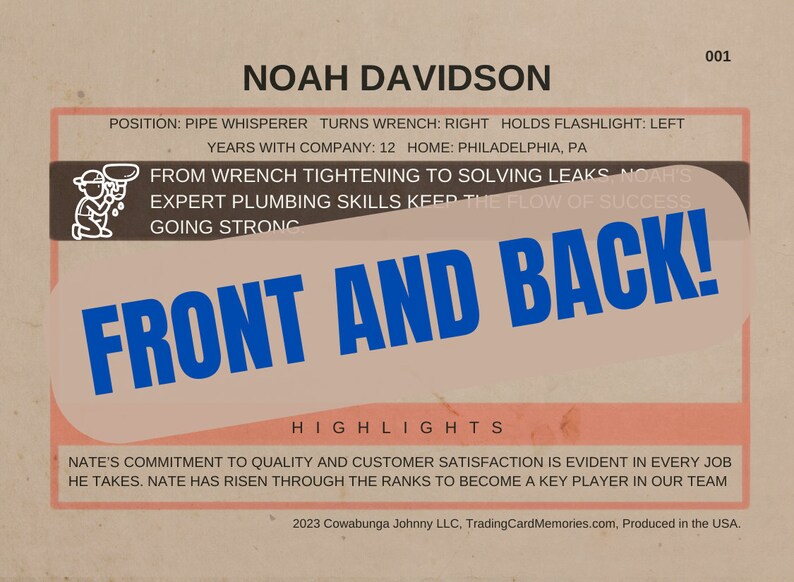 Custom Team Employee Trading Cards and Personalized Business Related ...