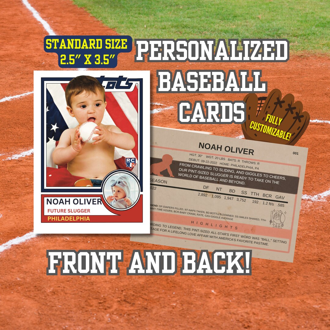 Baseball Card for 1st Birthday RC, Rookie of the Year, Future Slugger ...