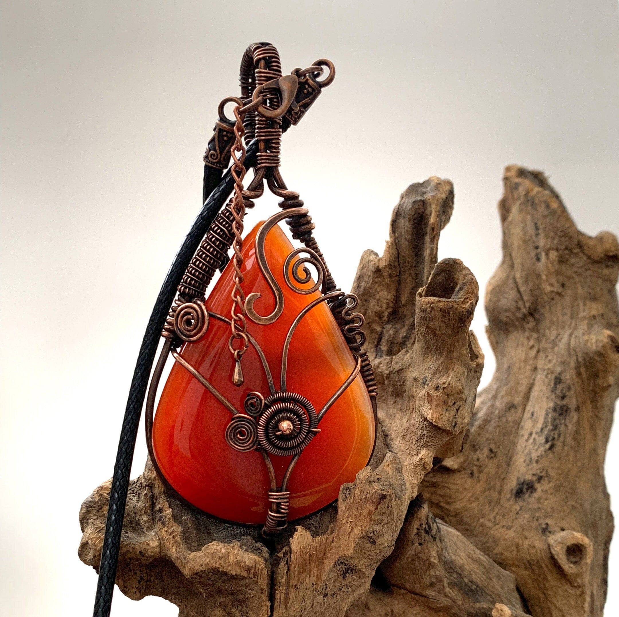 Red Agate Pendant XL Wire Wrapped Copper Large Statement Unisex - Etsy