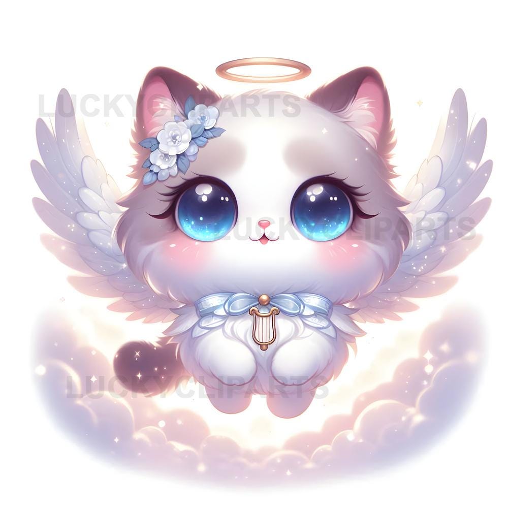 Christmas Cat Clipart Set of 10 JPEG, Cute Holiday Kitty Illustrations ...