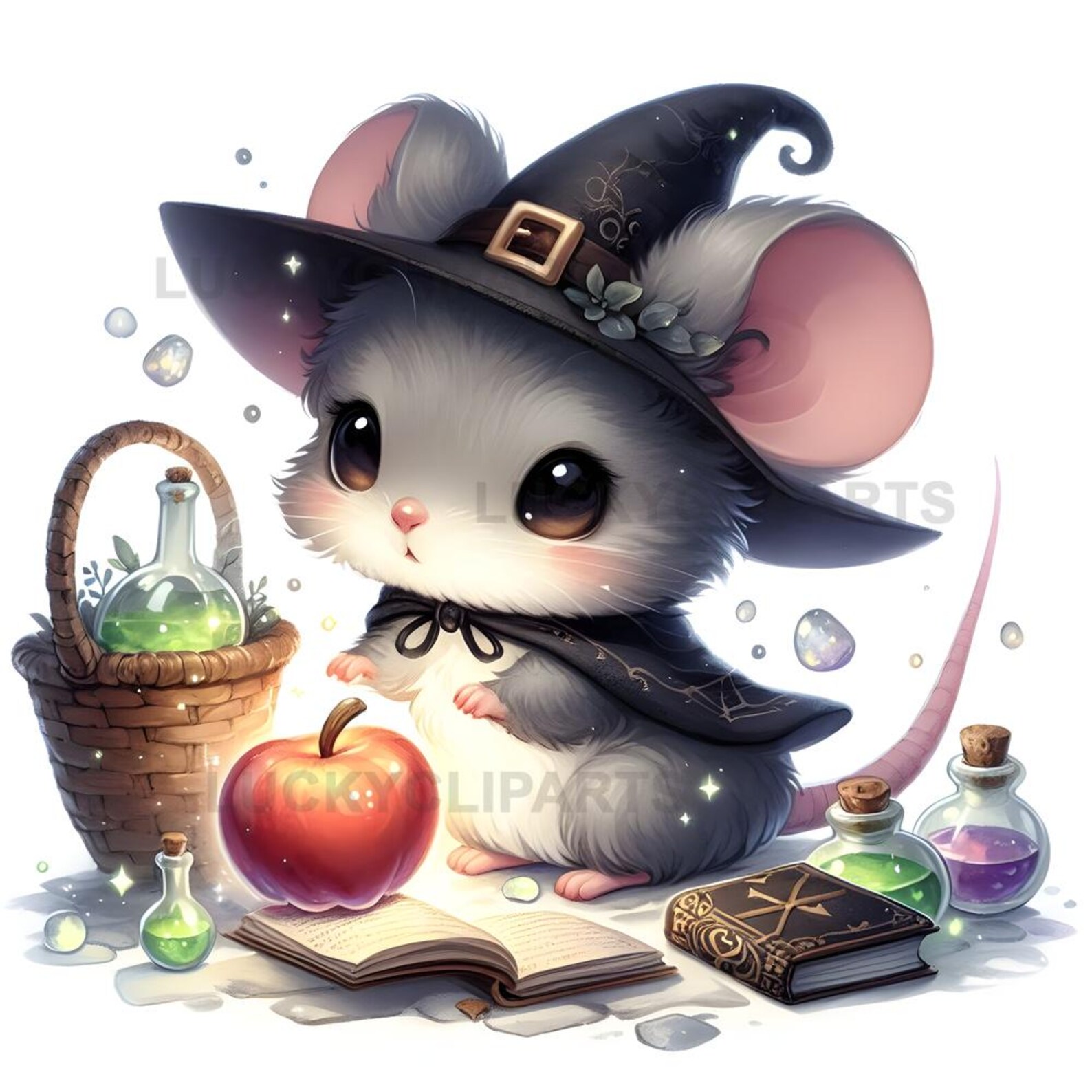 Halloween Witch Mouse Clipart | Cute Baby Mouse With Pumpkin, Spooky ...