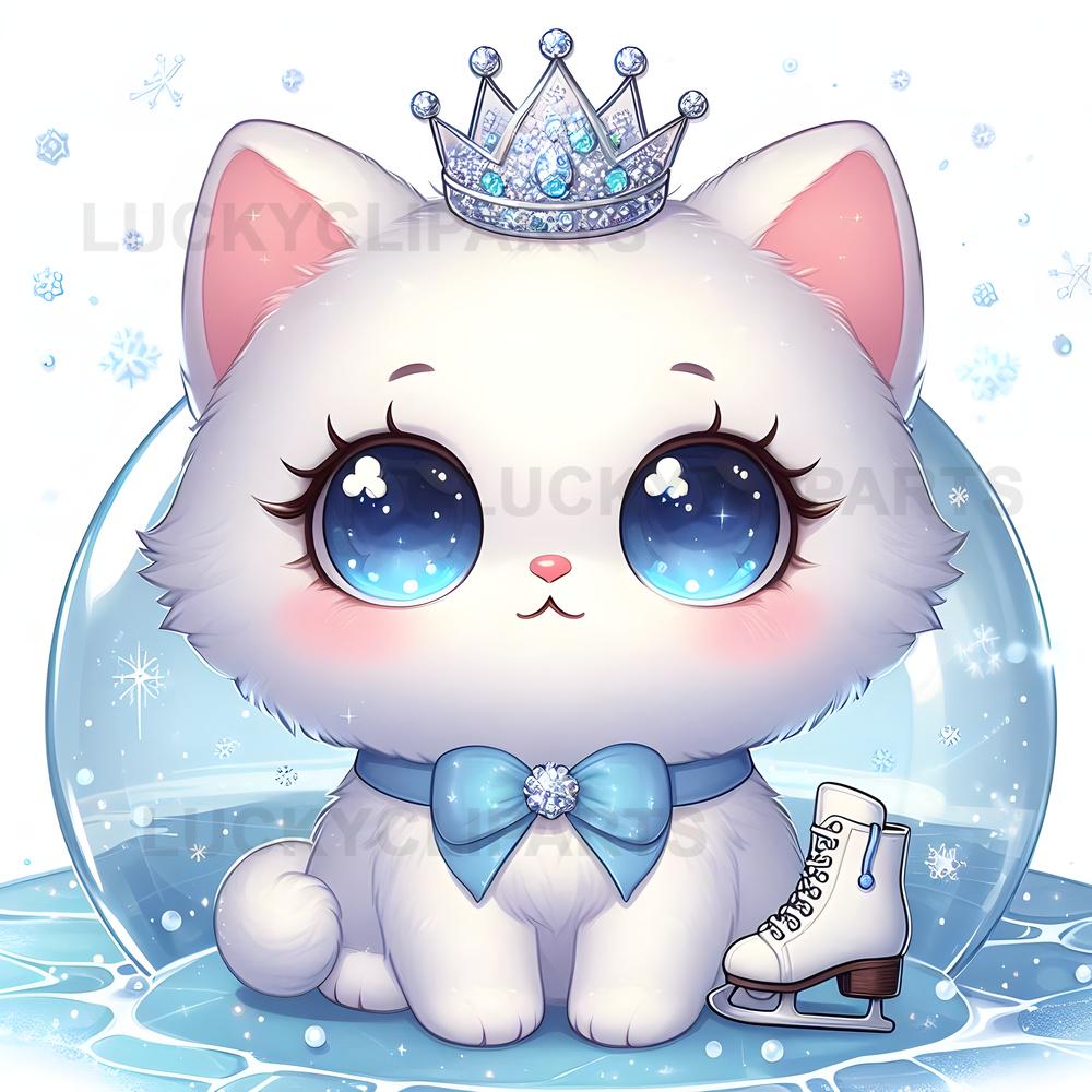 Christmas Cat Clipart Set of 10 JPEG, Cute Holiday Kitty Illustrations ...