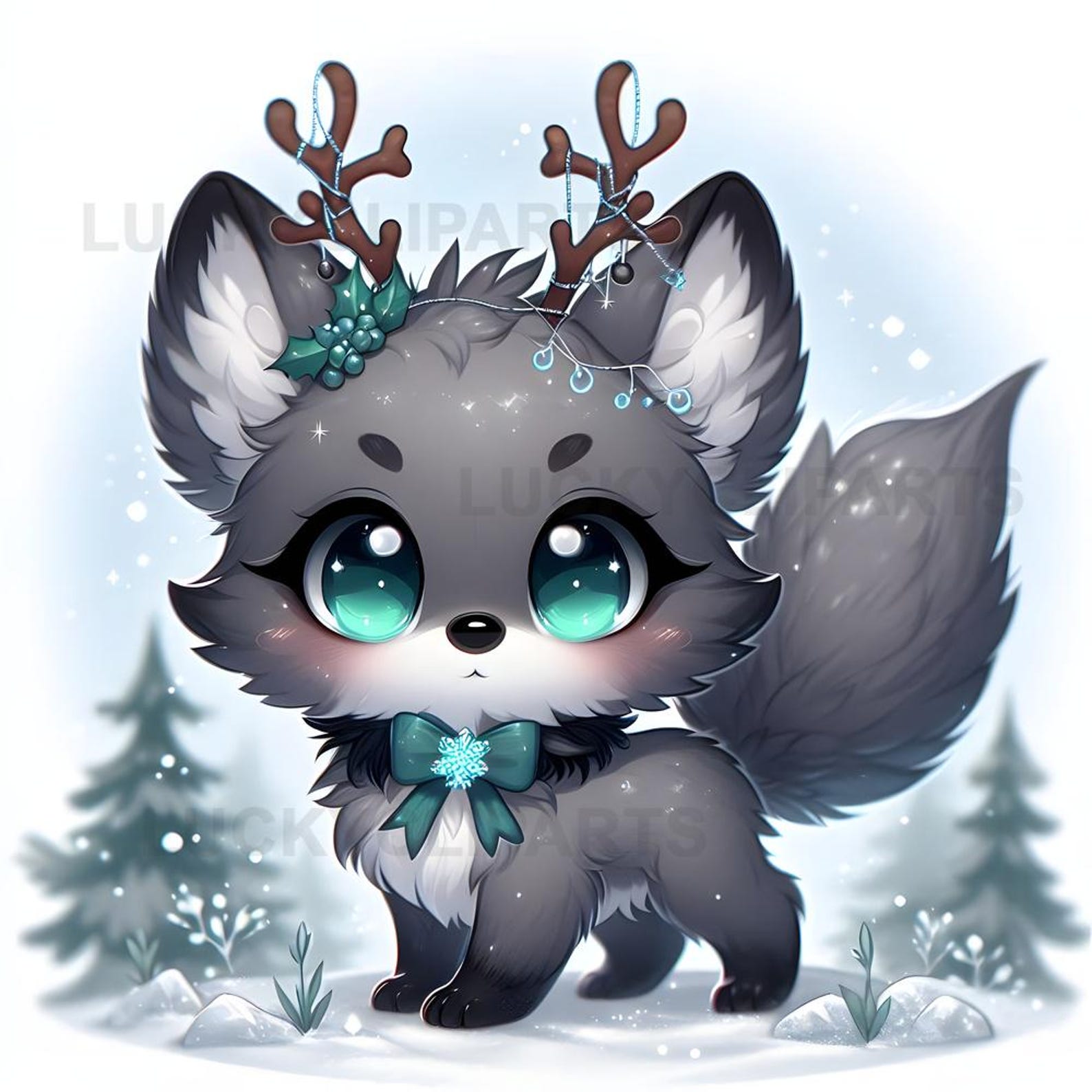 Christmas Fox Clipart Set of 10 JPEG, Cute Winter Fox Illustrations ...