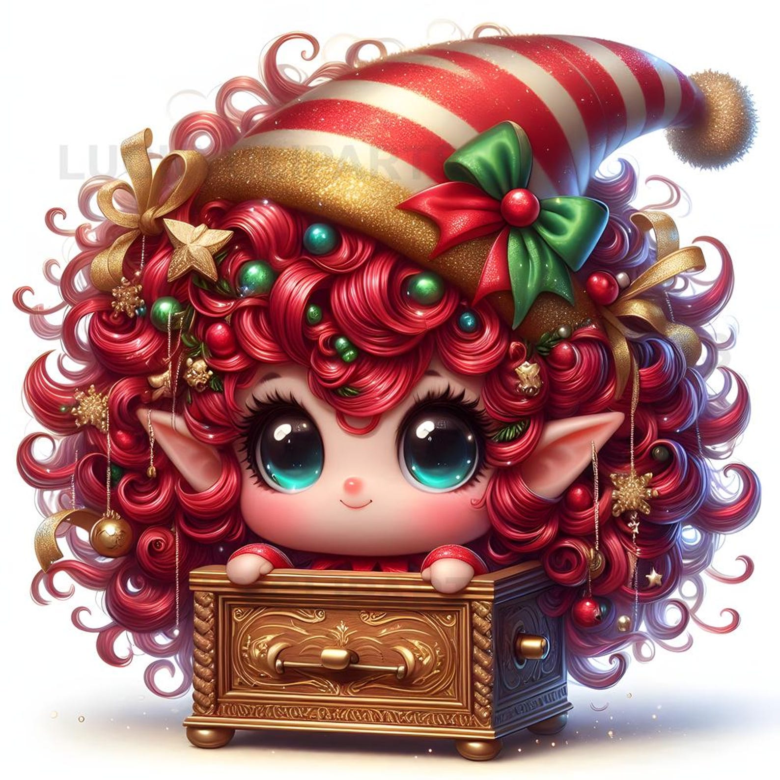 Christmas Elf Clipart Set of 10 JPEG, Cute Holiday Elf Illustrations ...