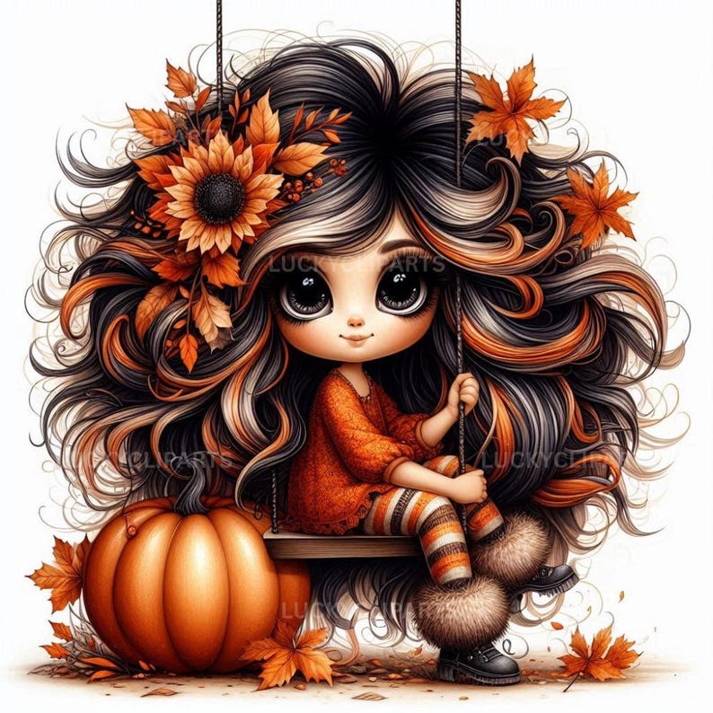 Fall Pumpkin Girl | Set of 10 | High Quality 300 DPI Jpegs | Autumn ...