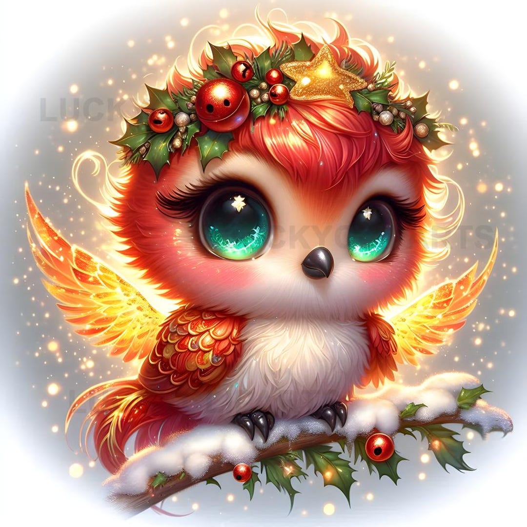 Christmas Phoenix Clipart Set of 10 JPEG, Magical Winter Bird ...