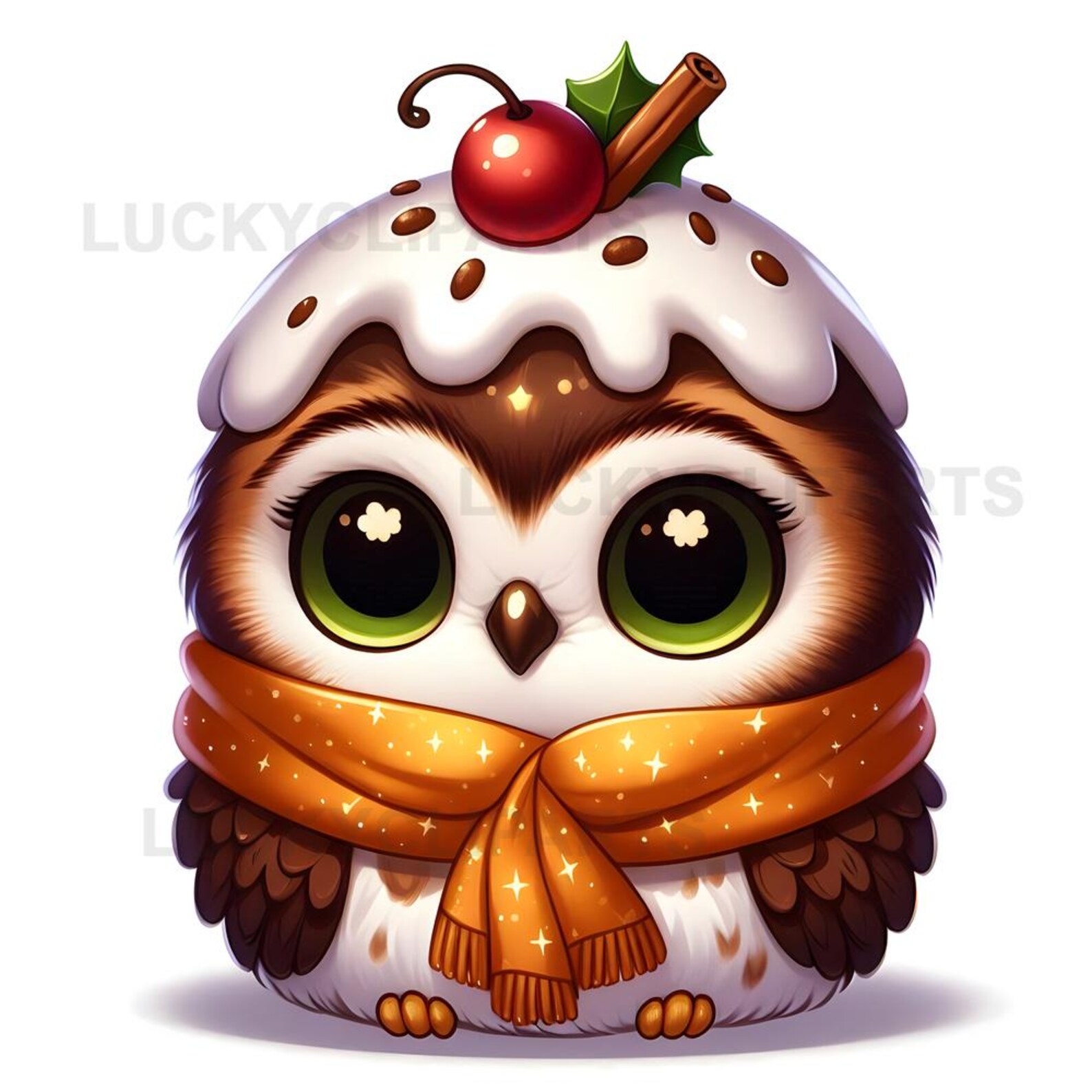 Christmas Owl Clipart Set of 10 JPEG, Cute Holiday Owl Illustrations ...