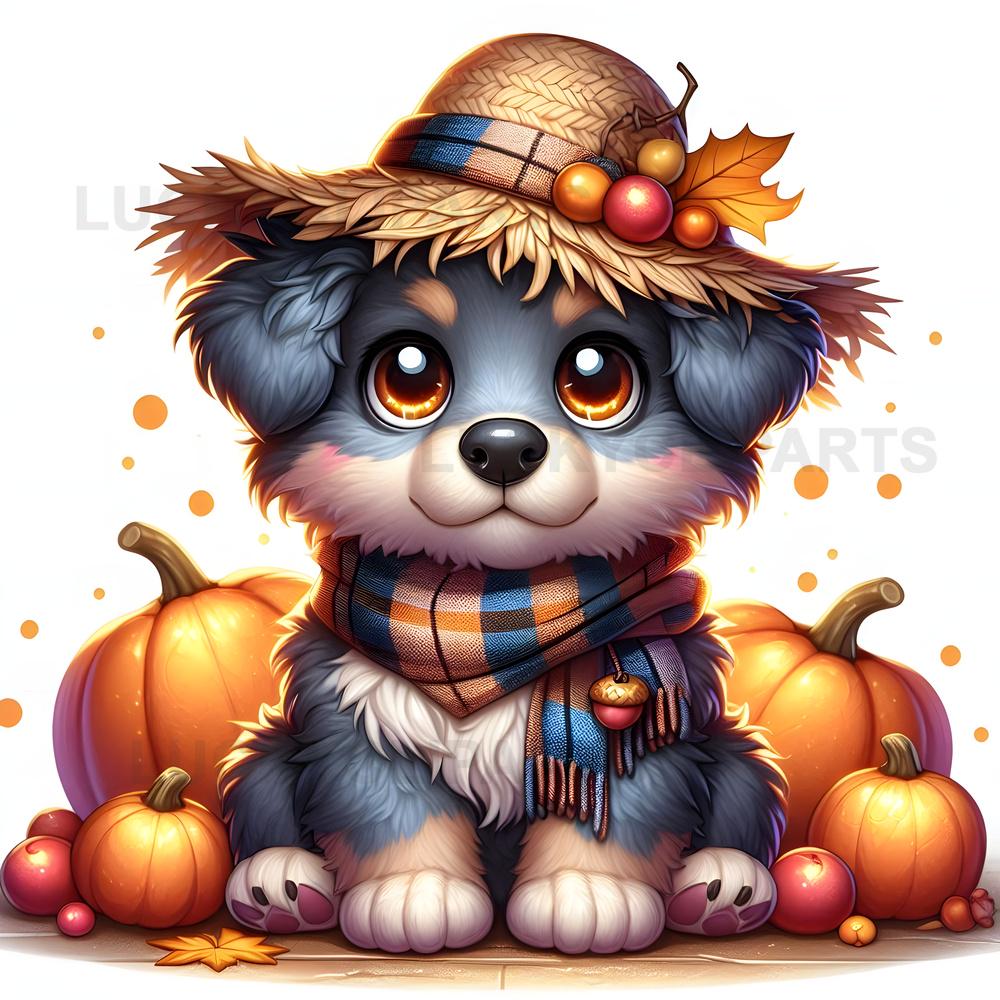 Halloween Puppy Clipart Set of 10 JPEG, Cute Dog Digital Art, Spooky ...