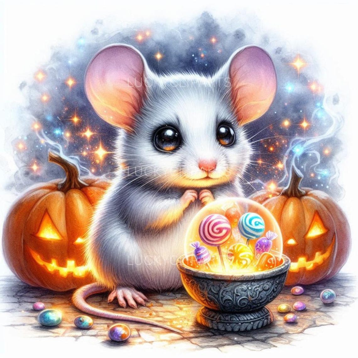 Halloween Mouse Clipart Bundle, Cute Spooky Mouse JPEG, Pumpkin Bat ...