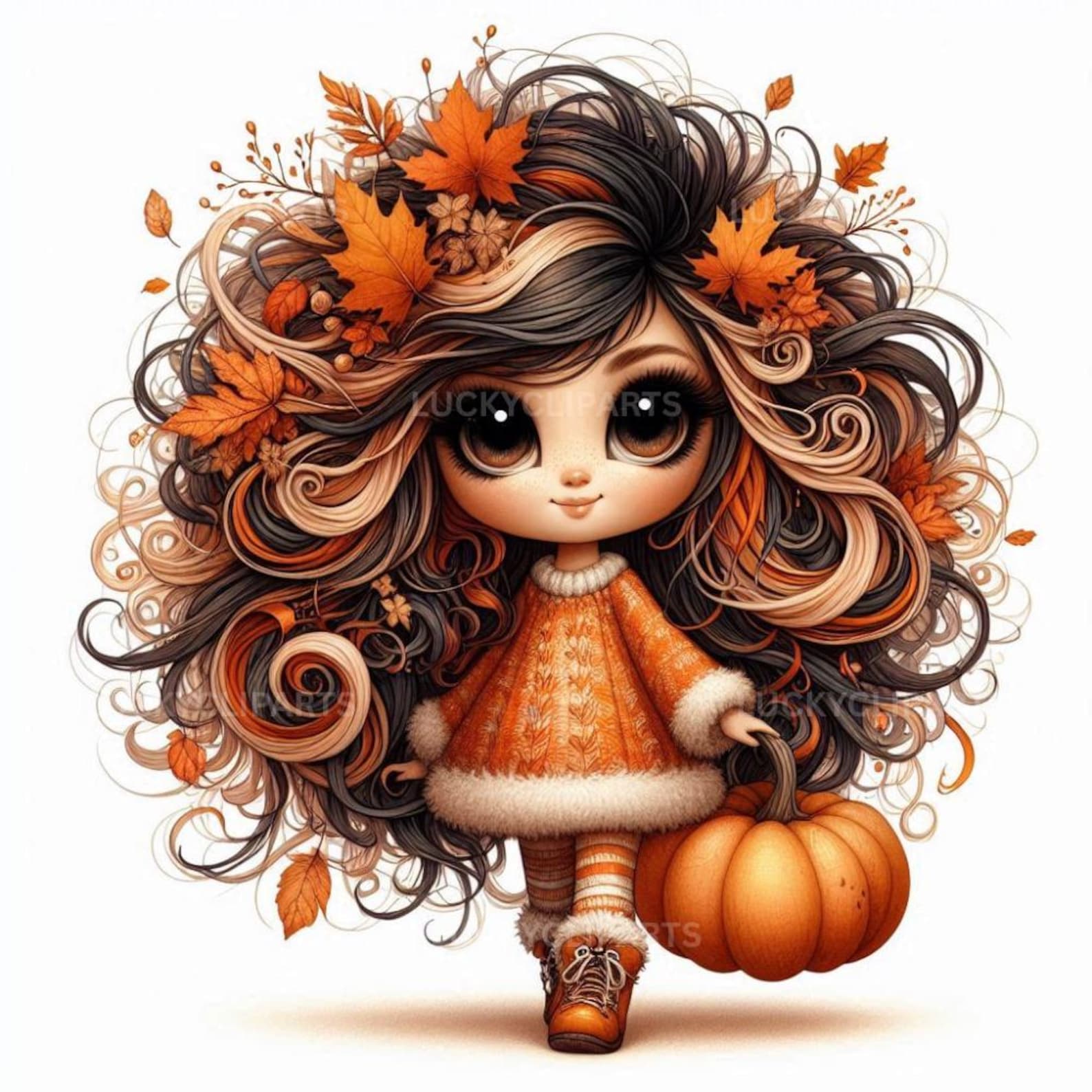 Fall Pumpkin Girl | Set of 10 | High Quality 300 DPI Jpegs | Autumn ...