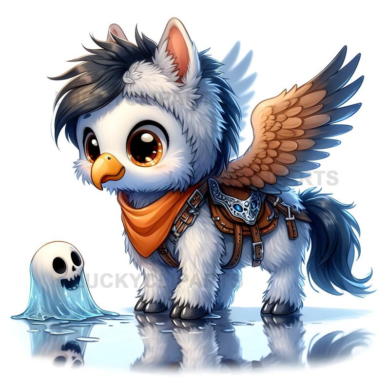 Halloween Baby Hippogriff Clipart, Cute Fantasy Creature Art, Magical ...