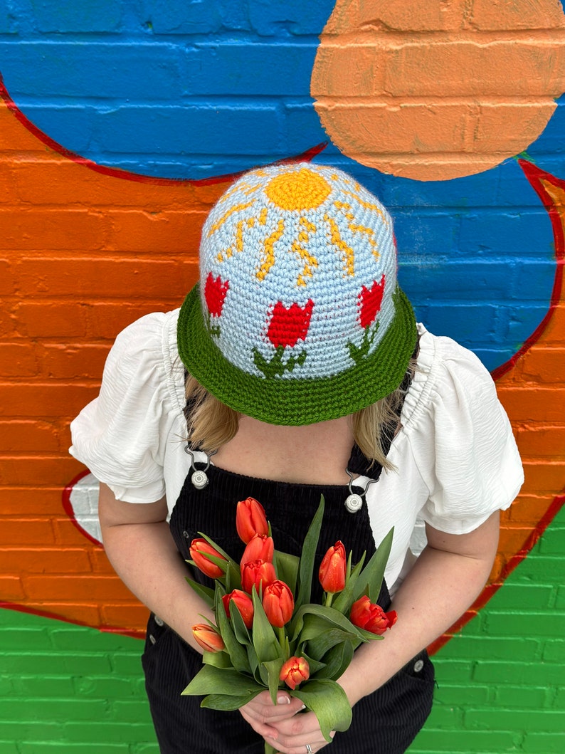 Crochet Tulip Field Bucket Hat Pattern (PDF) - Etsy