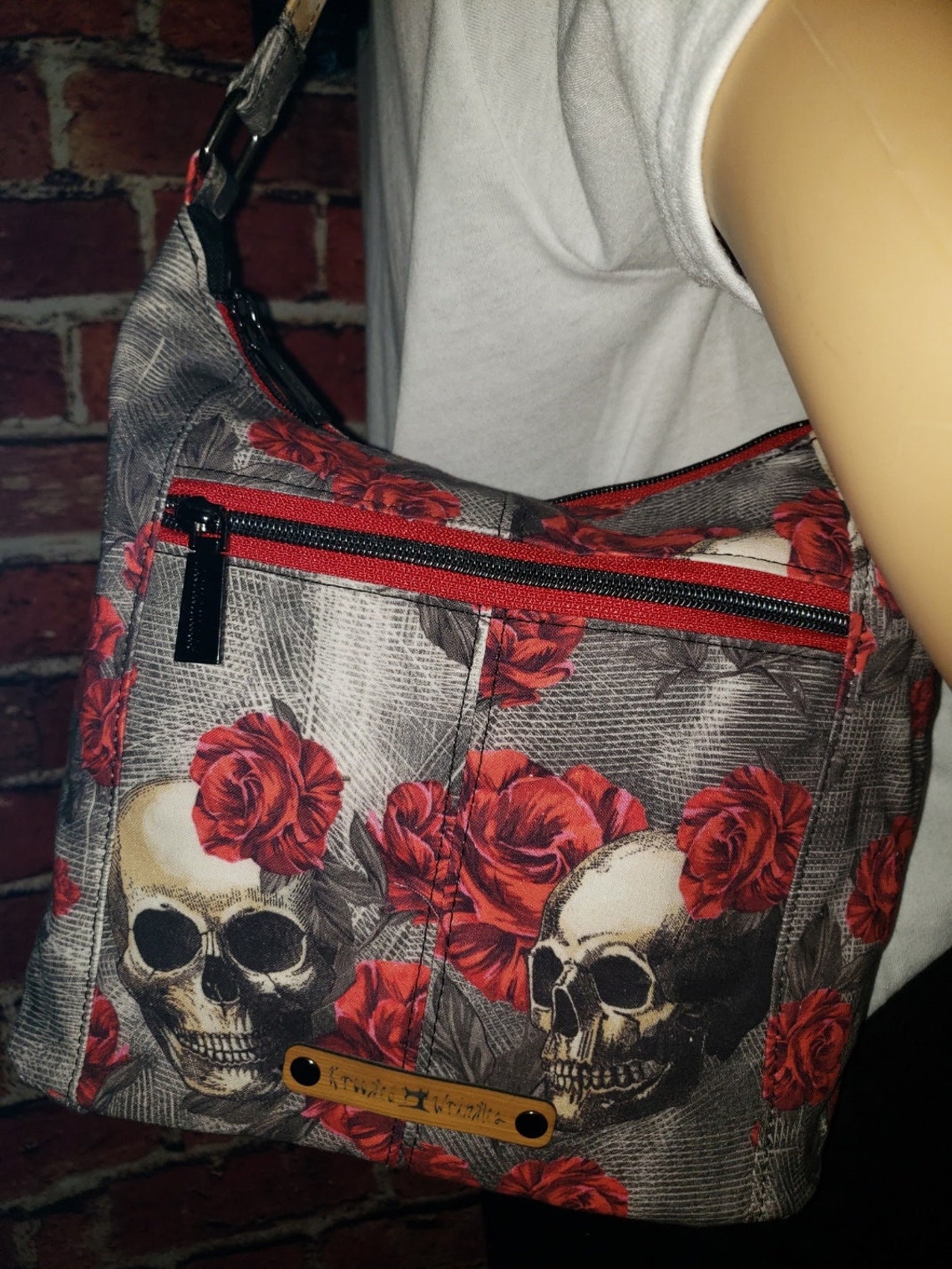 Skulls and Roses Hobo Bag Goth Webs Red and Black - Etsy