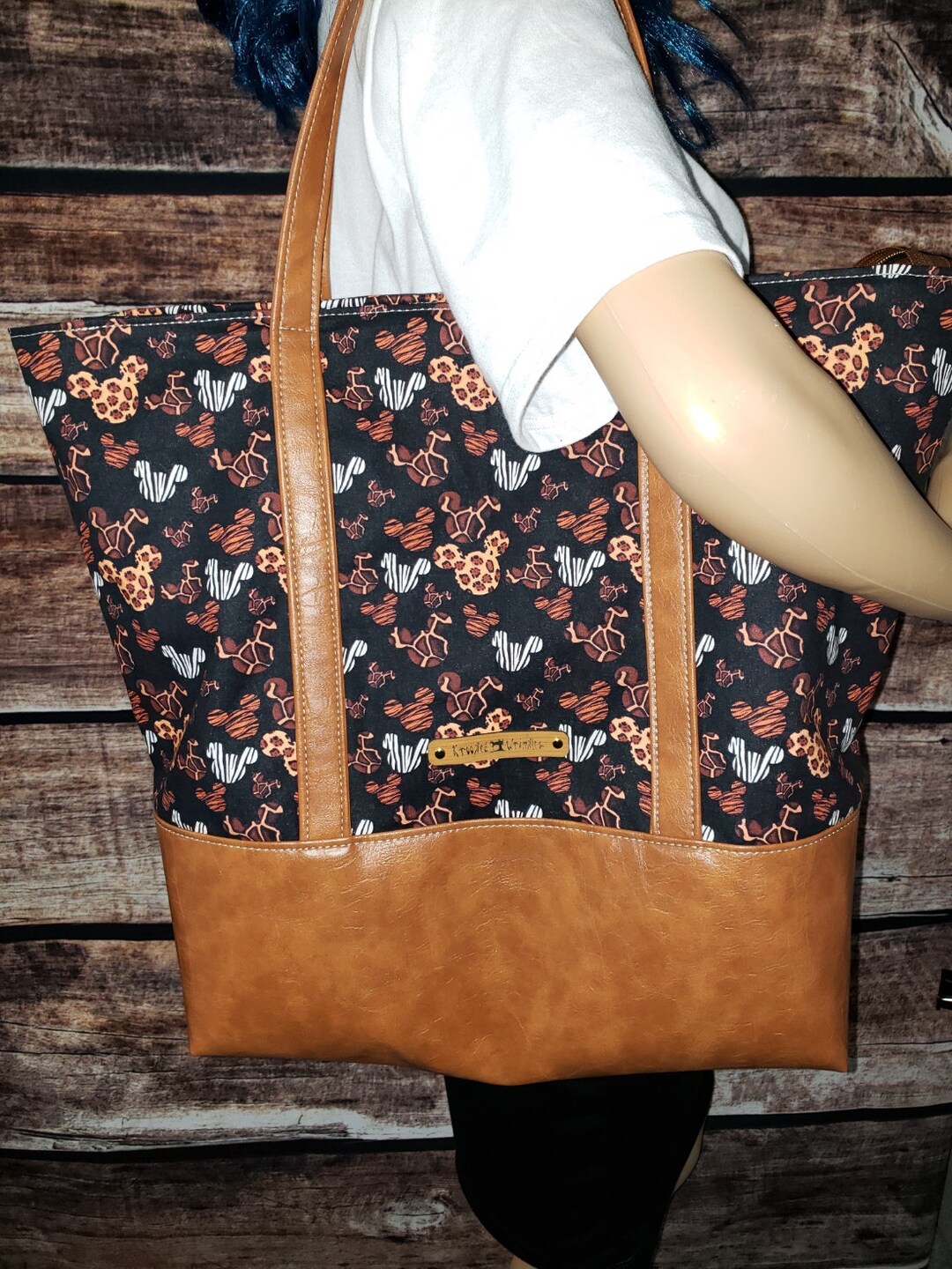 Mouse Tote Safari Animal Print Ears Giant Purse Shopping Bag - Etsy