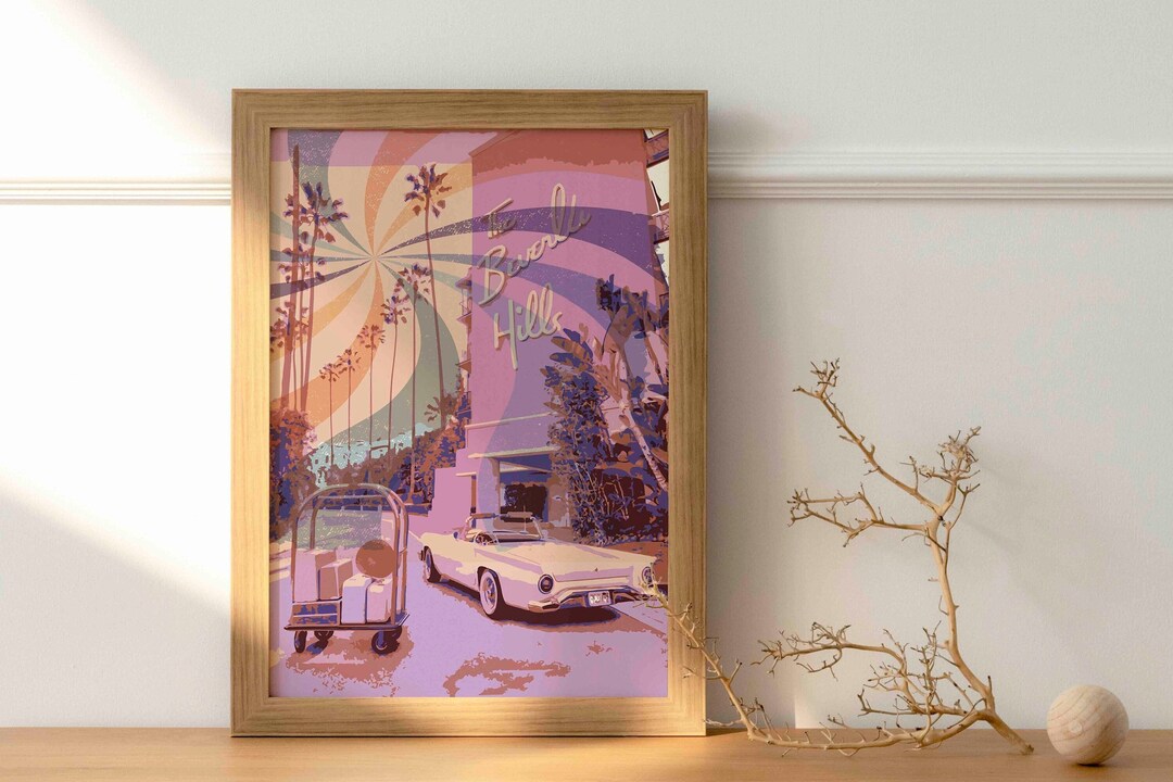 The Beverly Hills Retro Wall Art, Aesthetic Retro Art, Gifts for Nana ...