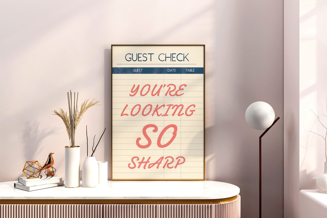 You're Looking so Sharp Guest Check Print, Trendy Wall Art Prints, Pink ...