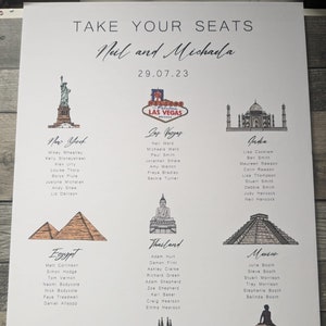 Travel Seating Plan, Destination Table Plan, Elope Wedding Seating ...