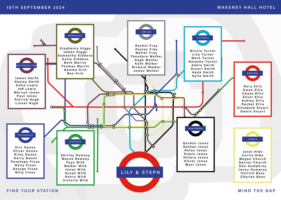 London Underground Seating Chart Table Plan Wedding Sign Tube, Seating ...