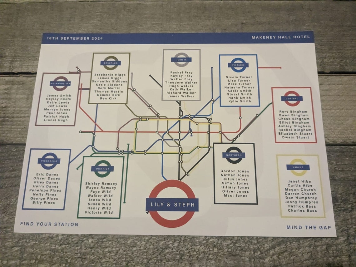 London Underground Seating Chart Table Plan Wedding Sign Tube, Seating ...