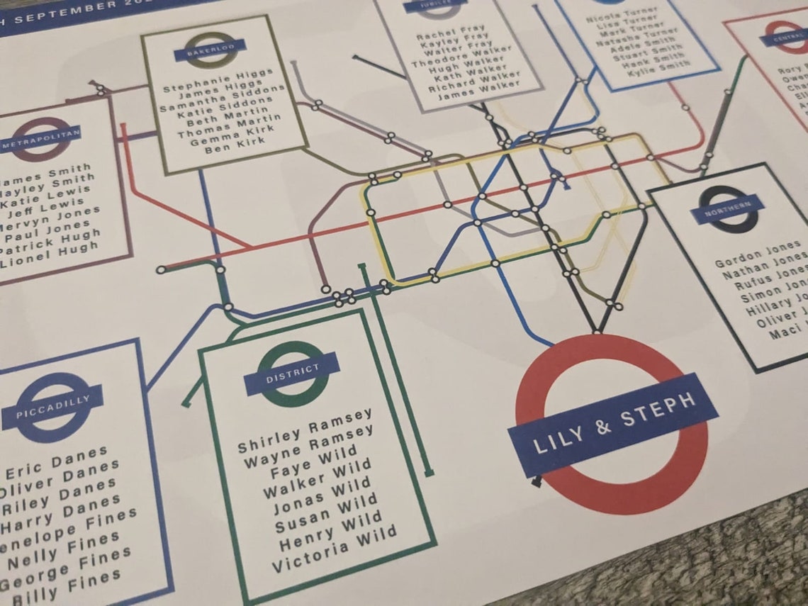 London Underground Seating Chart Table Plan Wedding Sign Tube, Seating ...