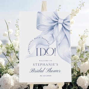 Blue Bow Bridal Welcome Sign Digital Template Design Light Bow Bridal ...