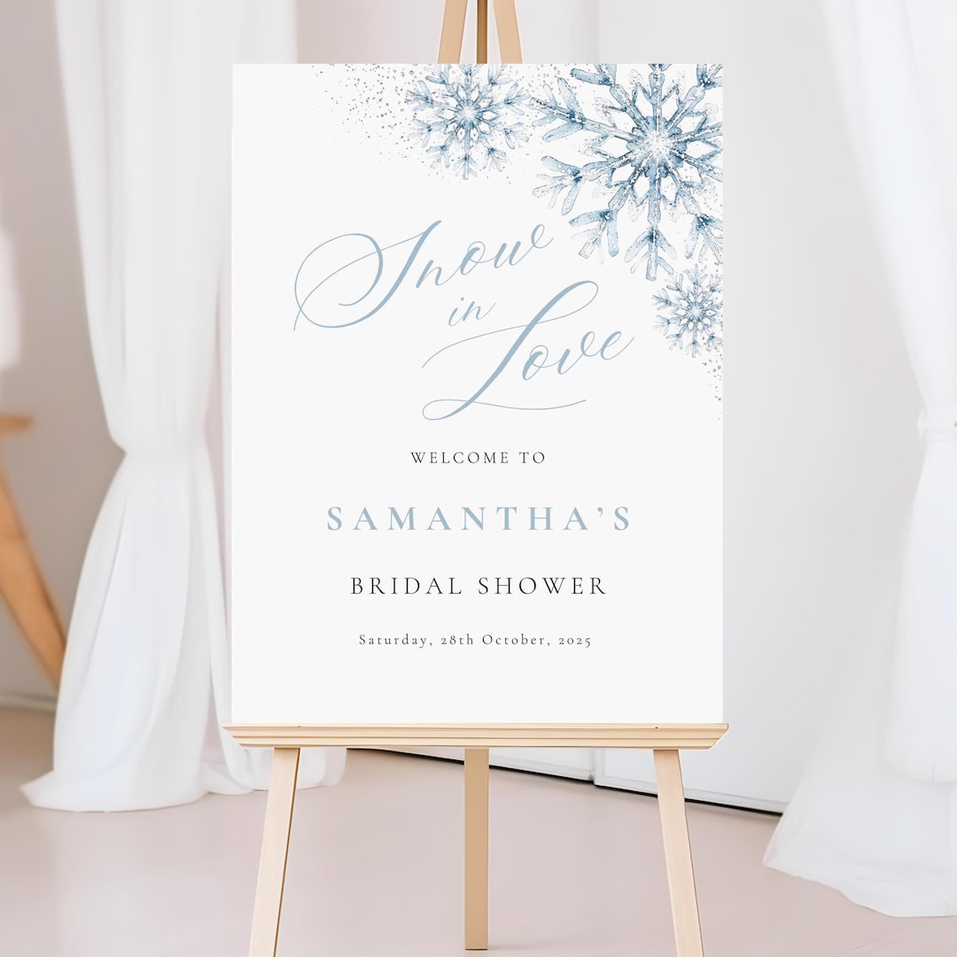 Snow in Love Bridal Shower Welcome Sign Template Winter Wedding Sign ...