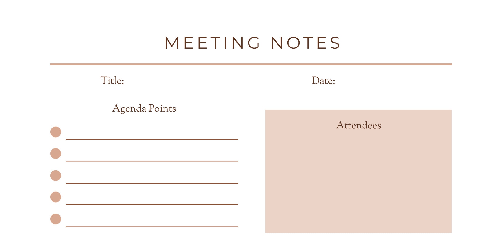 A4 Meeting Notes Template Printable A4 Notepad, Clay Theme, Meeting ...