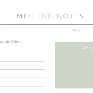 A5 Meeting Notes Template Printable A5 Notepad, Forest Theme Meeting ...