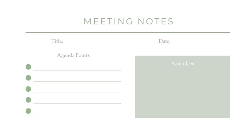 A5 Meeting Notes Template Printable A5 Notepad, Forest Theme Meeting ...