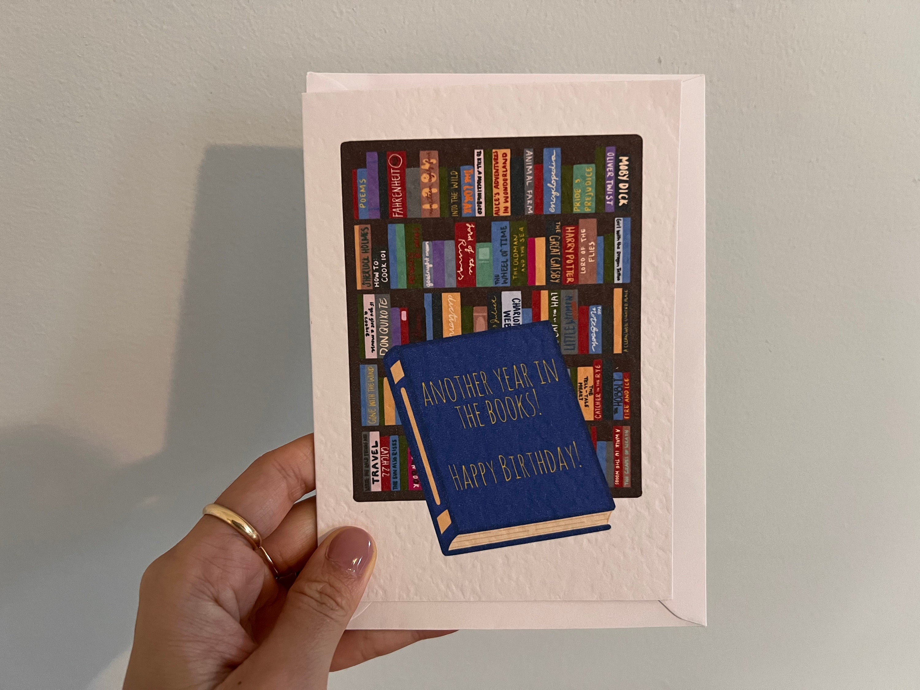 Bookshelf Birthday Card: Handmade Greeting Card for Book Lovers - Etsy