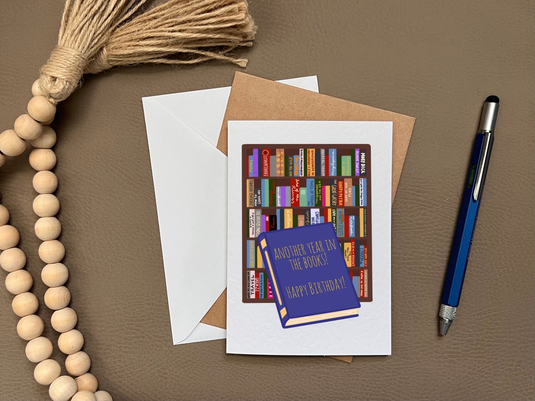 Bookshelf Birthday Card: Handmade Greeting Card for Book Lovers - Etsy
