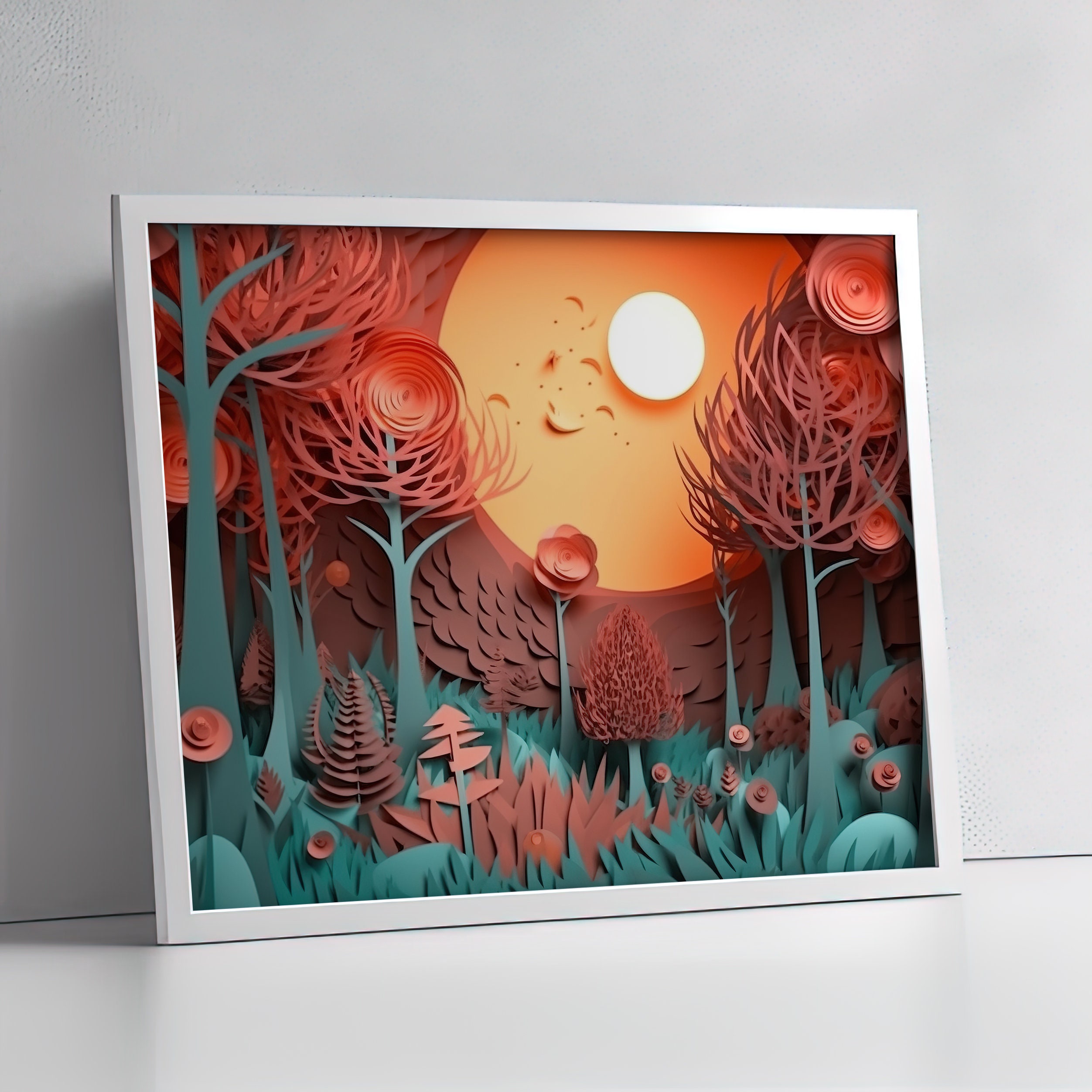 A Set of 3 Paper Cut Mountains Terracotta Landscape, Paper Quilling Art ...