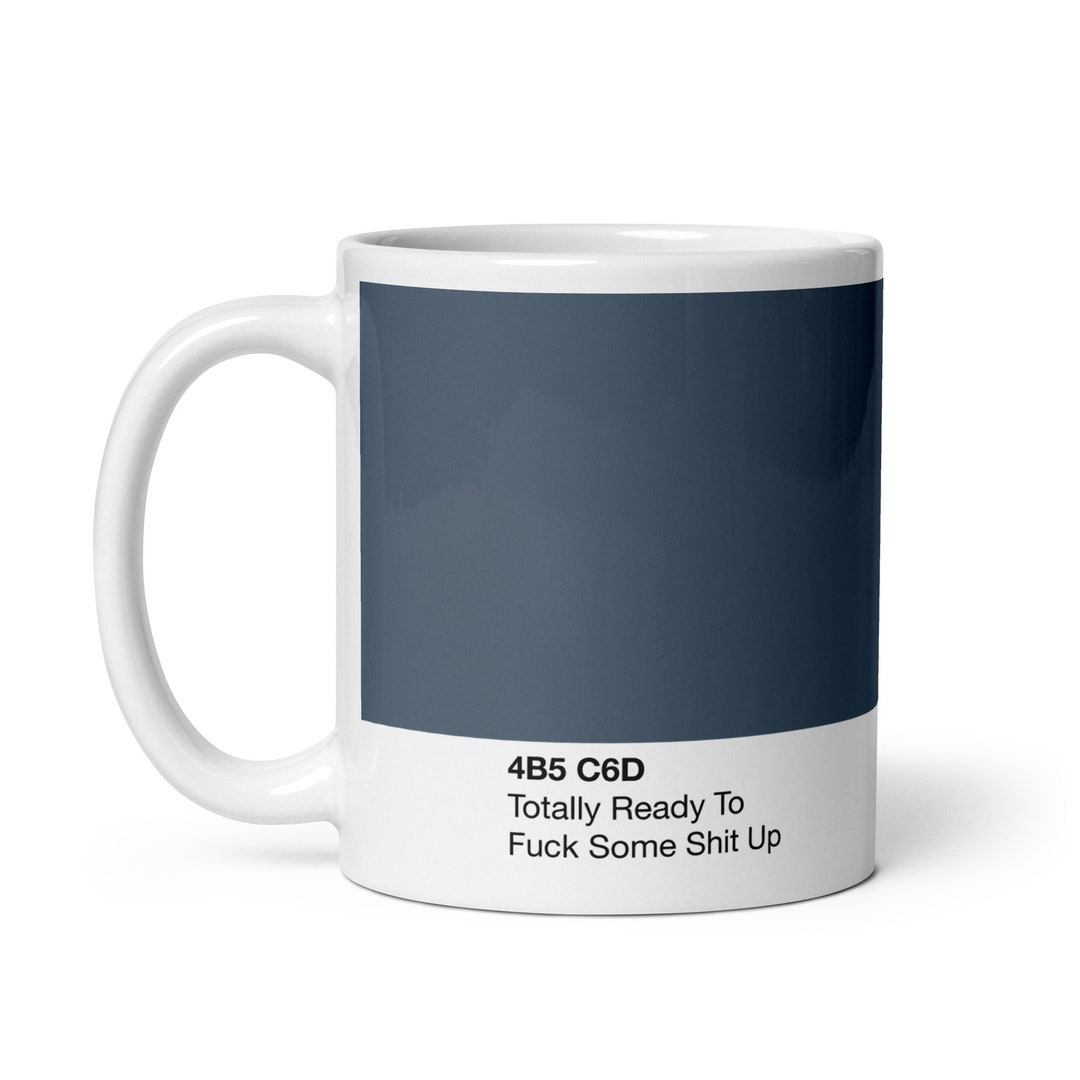 Totally Ready to Fuck Some Shit Up, Life Goals, Color Swatch Mug, Blue ...