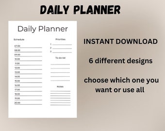 Minimalist Daily Planner Printable, Daily to Do List for Work/home ...