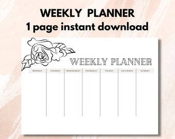 Weekly Planner Printable Landscape, Minimalist Weekly Schedule, Week at ...