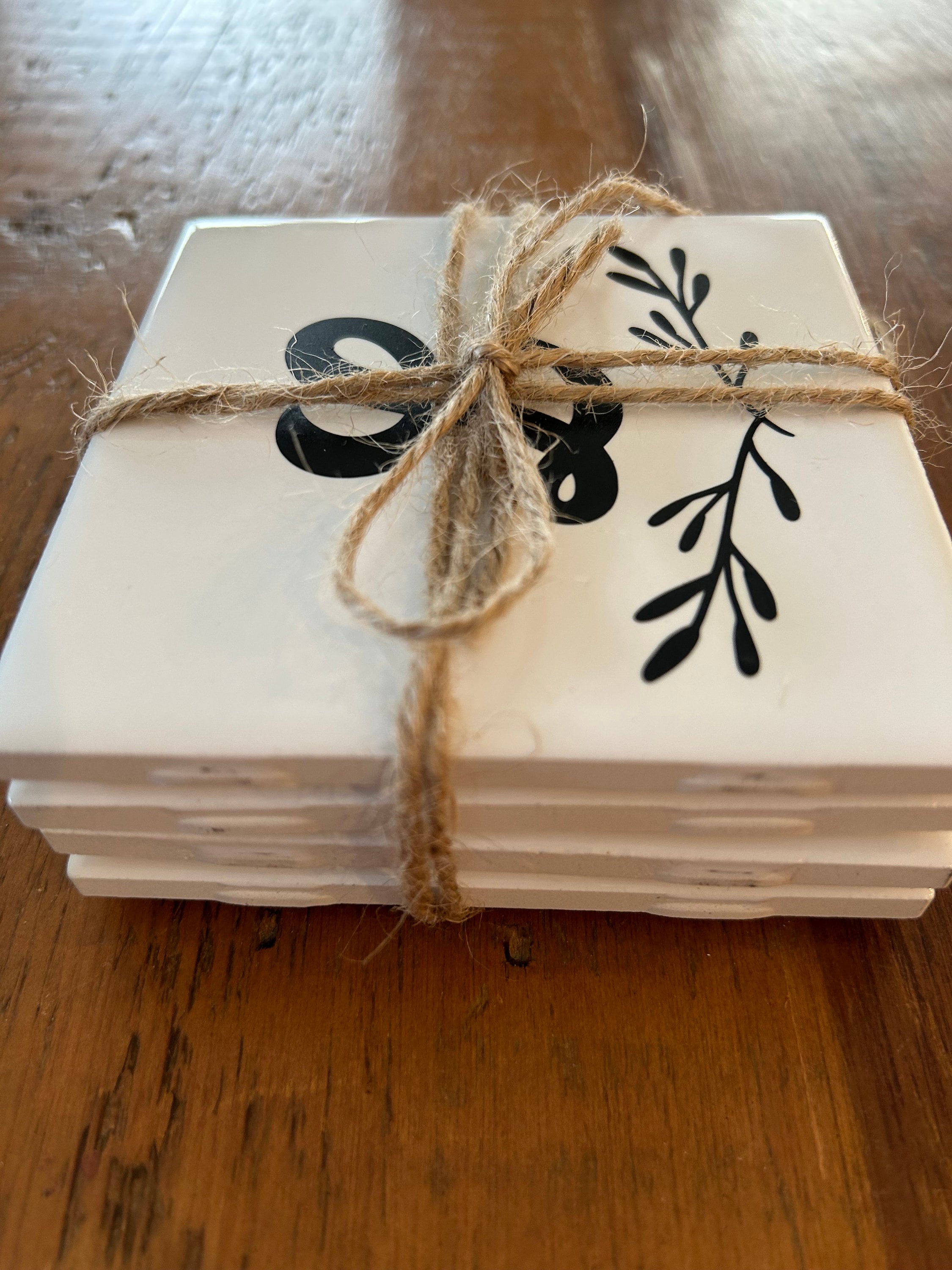 Personalized Monogram Drink Coasters Set of 4 Tile Coasters Gift for ...