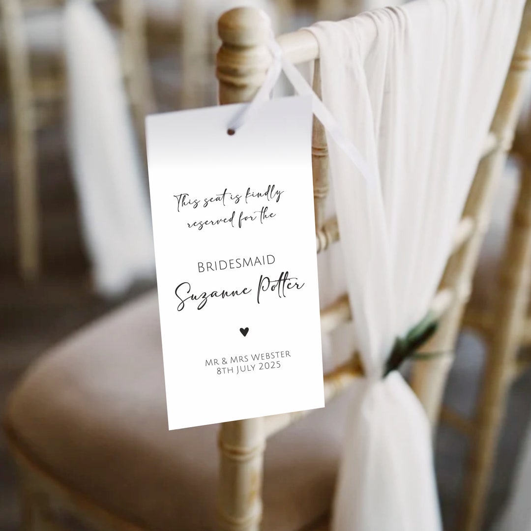 Reserved Seat Tags | Wedding Tags | Wedding Ceremony Chair Tags ...