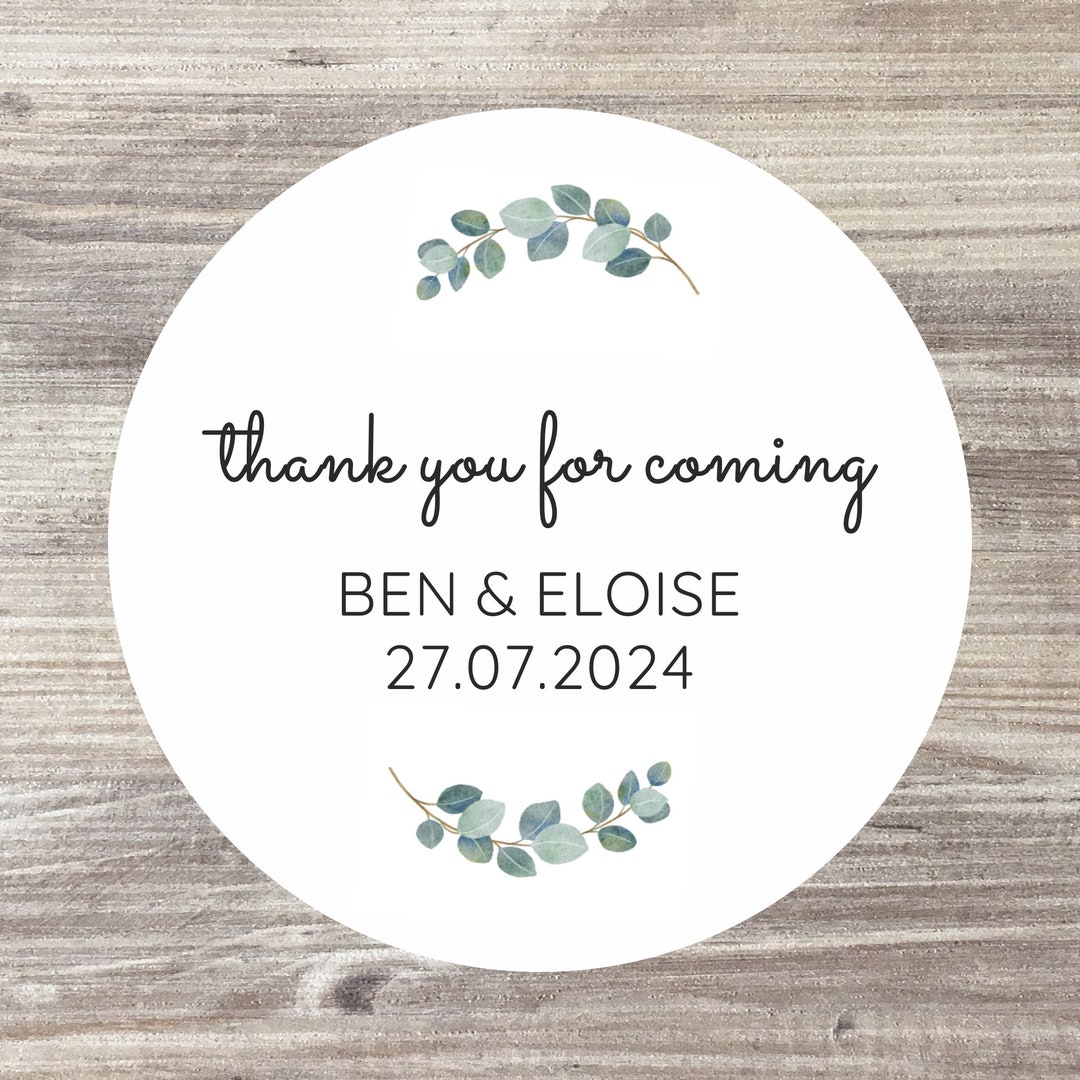 70 X Thank You for Coming Stickers / Wedding Stickers, Personalised ...