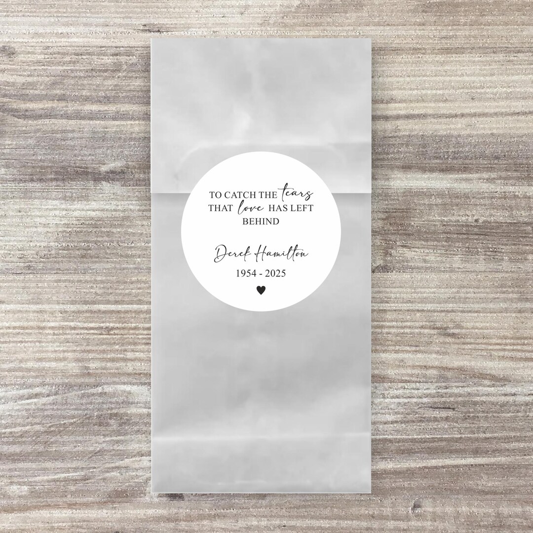 Funeral Tissue Stickers and Packets | Personalised Tissue Stickers ...