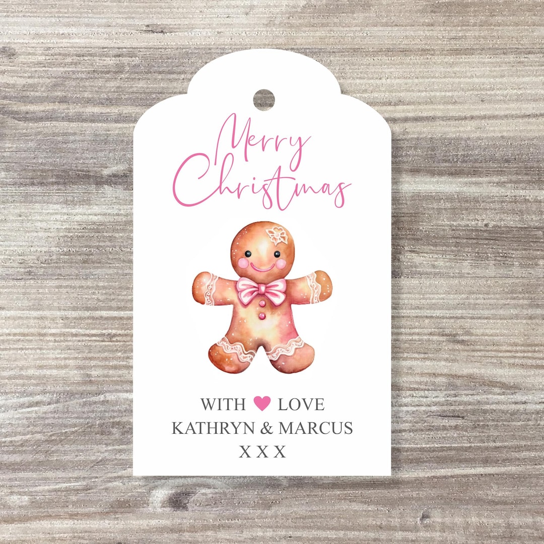 24 X Christmas Gift Tag, Gingerbread Man, Christmas Label, Personalised ...